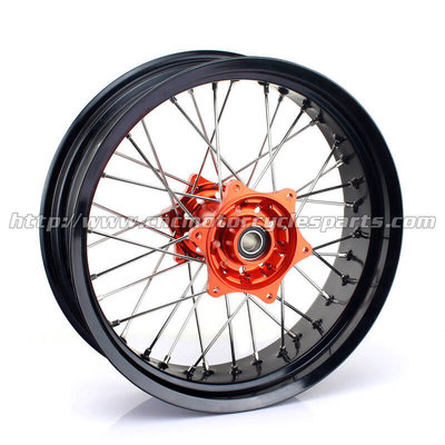 17 Inch Custom Anodized Motorcycle Wheels , Black Spoked Motorcycle Wheels