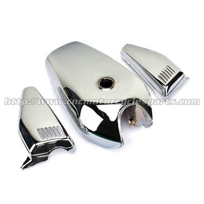 Silver Oil Fuel Tank With Side Cover Cafe Racer Motorcycle Parts