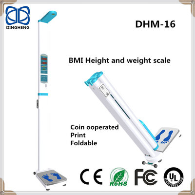 Coin slot and foldable Electronic weight scale with height measure medical scale folding coin scale machine