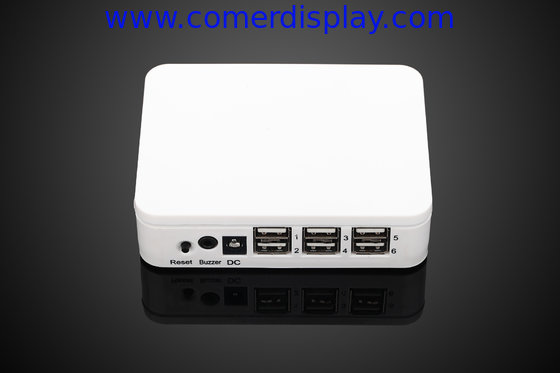 COMER Hot sale eas system ABS material 6 ports security smart phone safer shelf with charging cable
