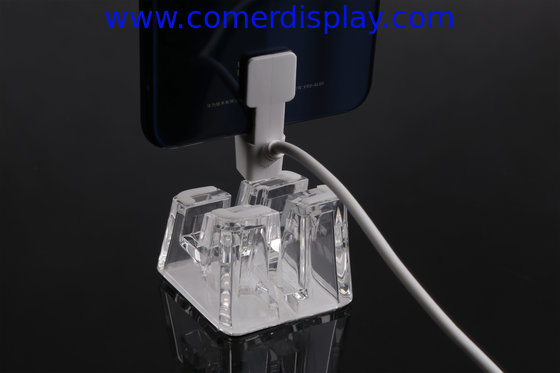 COMER Hot sale eas system ABS material 6 ports security smart phone safer shelf with charging cable