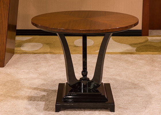 Black Round Modern Wood Coffee Tables , Oak Solid Wood Coffee Table