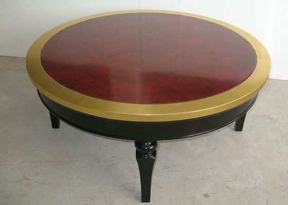 Gold Leaf Finish Modern Wood End Tables Luxury Mahogany Oval Coffee Table Set