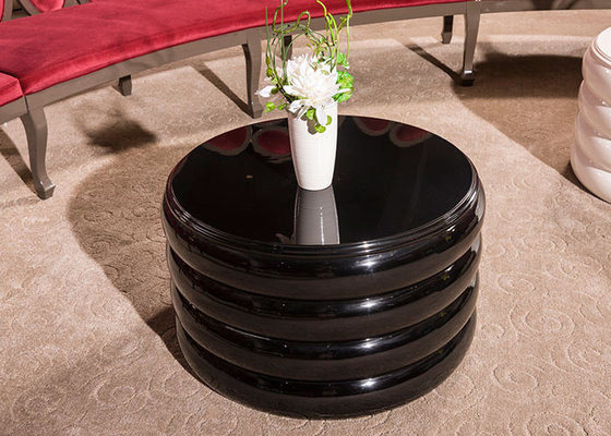 Fashionable Black Modern Wood Coffee Table With Mirror Diamond Decoration