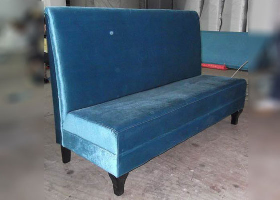 Blue Velvet Restaurant Booth Furniture , Fully Upholstered Half Moon Sofa Booth