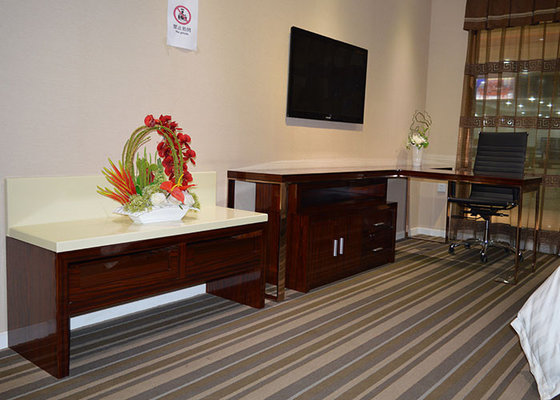 Custom Rosewood Shiny Color Finish Star Hilton Hotel Bedroom Furniture