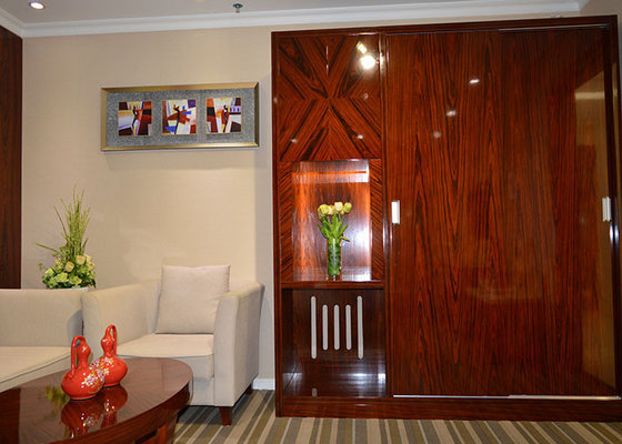 Custom Rosewood Shiny Color Finish Star Hilton Hotel Bedroom Furniture