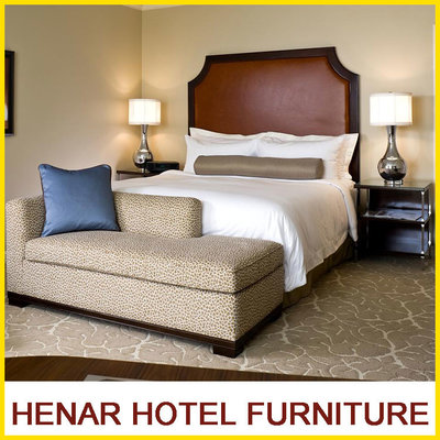 Hampton Inn 5 Star Wooden Hotel Bedroom Furniture King size Brown Upholstered