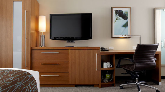 Modern Hotel Guestroom Furniture Set / HPL Laminate Motel Hotel Furniture