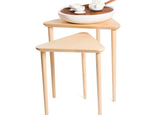 Boreal Europe Style Modern Wooden Coffee Table With Triangle Top Easy Assemble