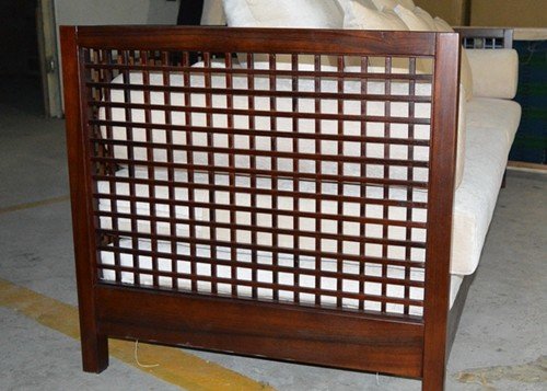 Contemporary Chinese Style Luxury Living Room Furniture 3 Seater Teak Wood Sofa SGS