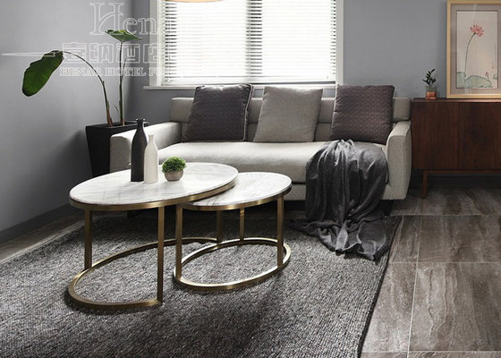Golden Color Round Marble Coffee Table for Hotel Furniture Environment-friendly