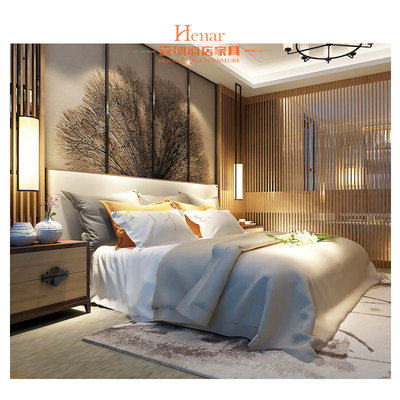 Hardwood + Plywood Hotel Queen Size Furniture in Beds , Bedroom Set , Headboard