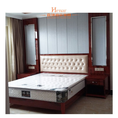 Upholstered Furniture Hotel Bedroom Sets With Santos Rosewood Veneer