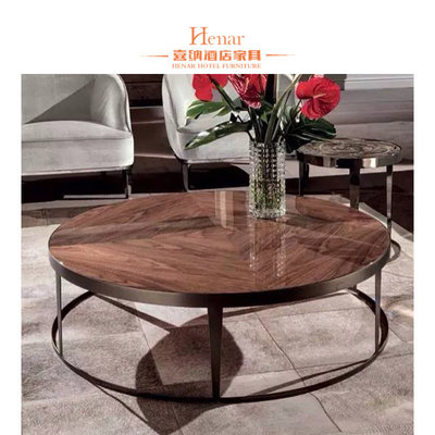 Mid Century Vintage Marble Top Stainless Steel European Coffee Table For Living Room
