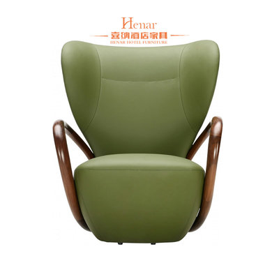 Leather Upholstered Solid Wooden Leisure Chair For Coffee Shop / Restroom
