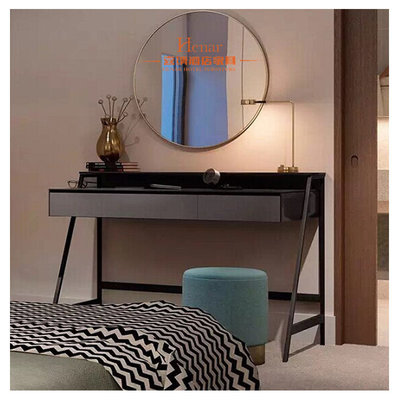 Simple Dressing Tables With Mirror Glass Door / Wardrobe Hotel Furniture Set