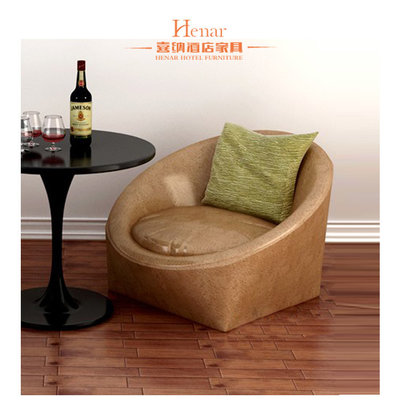 Nordic Minimalist Modern Hotel Living Room Furniture / Single Leather Sofa