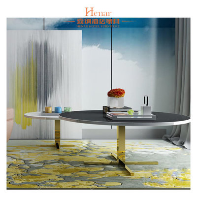 Colorful Natural Marble Top Metal Base High End Sofa Side Coffee Table