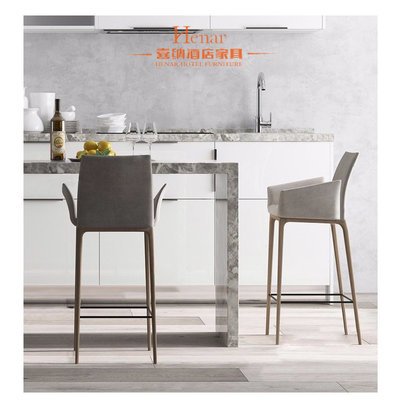 Fashionable Hotel Furniture High Stool Chair For Bar With Metal Foot Rest
