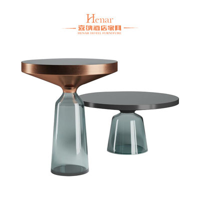 Hotel Luxury Living Room Round Glass Coffee Table With Metal Or Wood Top