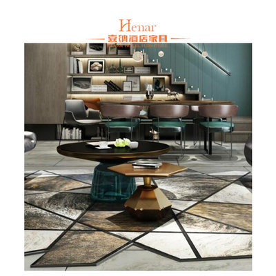 Hotel Luxury Living Room Round Glass Coffee Table With Metal Or Wood Top
