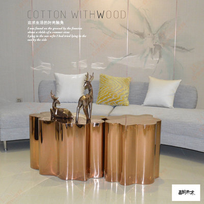 Decorative Modern Lobby Furniture Metal End Table In Golden Finish