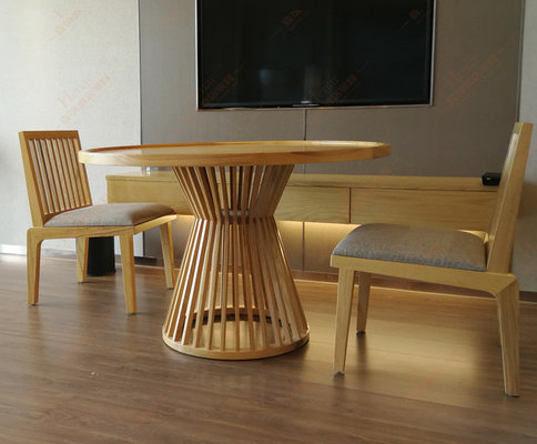 Star Resort Wooden Commercial Hotel Bedroom Furniture / Round Coffee Table