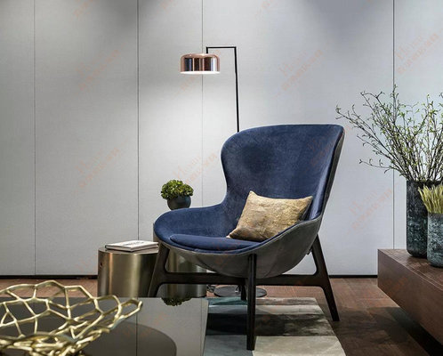 Discover Hotel Comfortable Wooden Lounge Chair For Living Room Blue Color