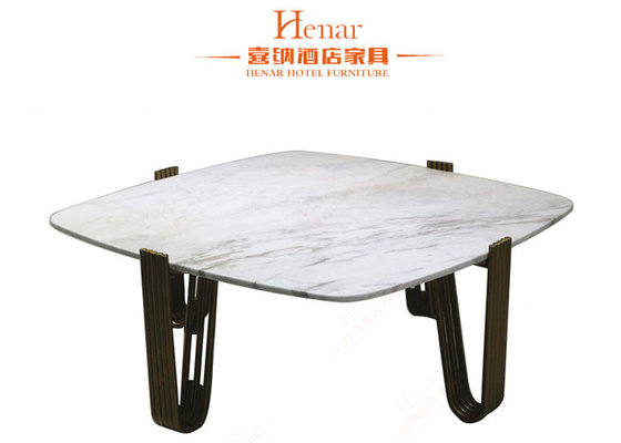 Creative Europe Luxury Living Room Furniture , Stainless Steel Gold Nordic Marble Coffee Table