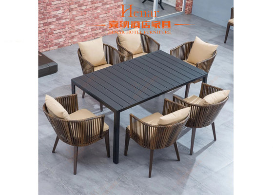 Fashion PE Rattan Wicker Dinning Chairs With Metal Leg For Outdoor Restaurant