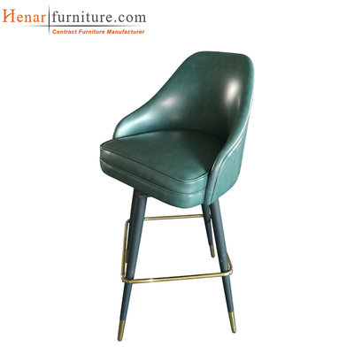 Indoor Green Microfiber Leather Upholstery Swivel Bar Stool Restaurant Furniture