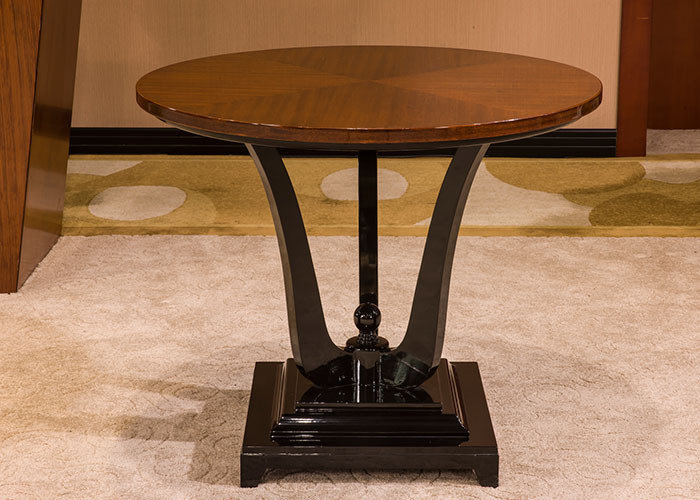 Black Round Modern Wood Coffee Tables , Oak Solid Wood Coffee Table