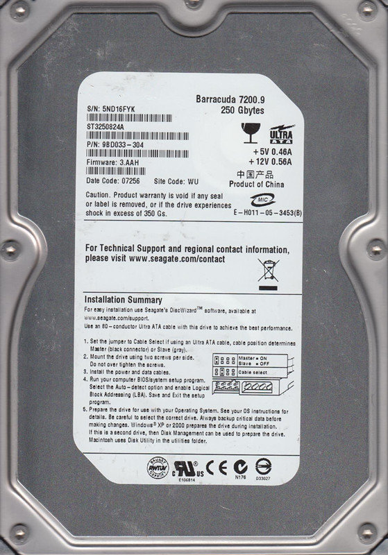 250GB Desktop IDE Hard Disk Drive Desktop Internal sea gate hard disk