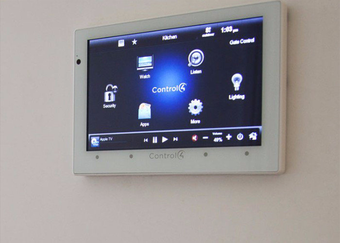 White Color AV Control Panel 7 Inch Wall Touchscreen With RGB LED light