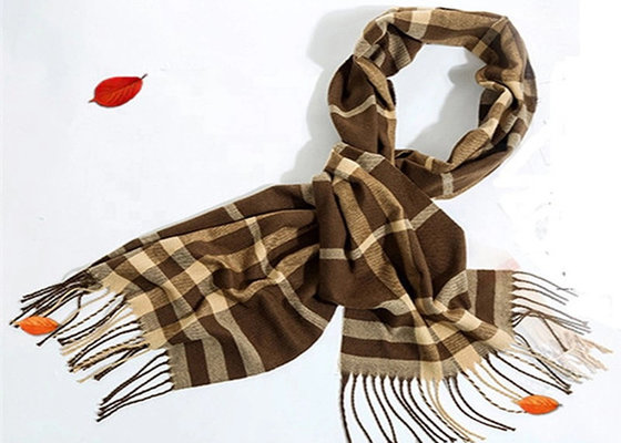 Elegant Scottish Warm Winter Accessories Acrylic Cashmere Men ' S Plaid Scarf Tassel