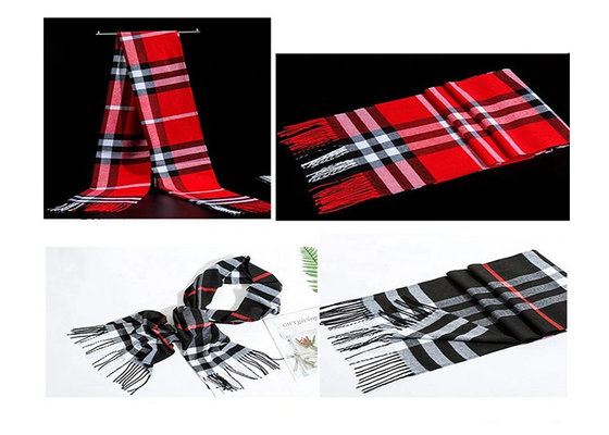 Elegant Scottish Warm Winter Accessories Acrylic Cashmere Men ' S Plaid Scarf Tassel