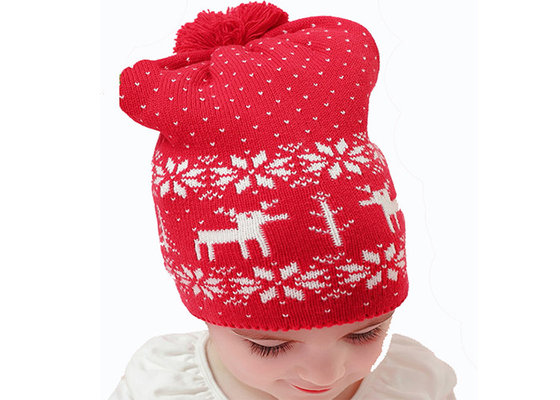 Red Color Warm Winter Accessories Cute Crochet Beanie Hat 0.08KG Weight