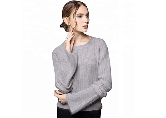 Splice Sleeves Cozy Knit Sweater Angora Rabbit Wool Materials Soft Warm For Ladies