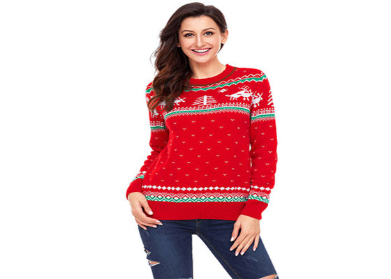 Ladies Plus Size Ugly Christmas Sweater Round Neck Long Sleeve Pullover Sweater