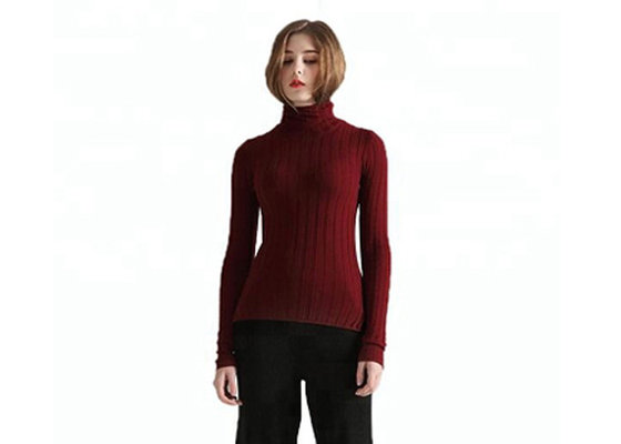 Cable Knitted Red And Grey Cozy Knit Sweater Turtleneck Wool Tight Pullover Jumper