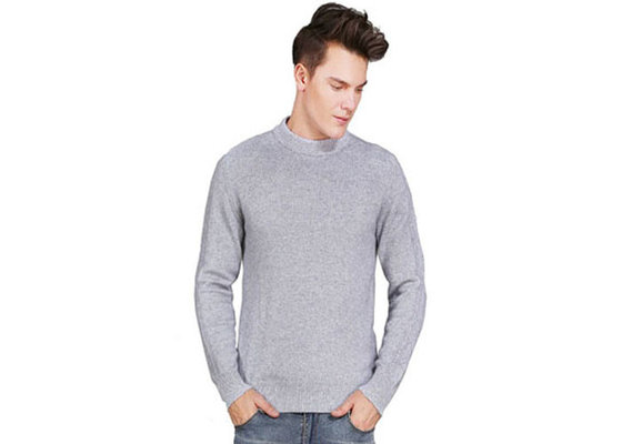 Thick Soft O Neck Mens Pure Cashmere Jumpers Long Sleeve Knitting 7 Gauge