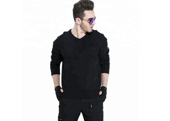 British Style Military Uniform Sweater V Neck Knitted Comfortable For Touch Skin