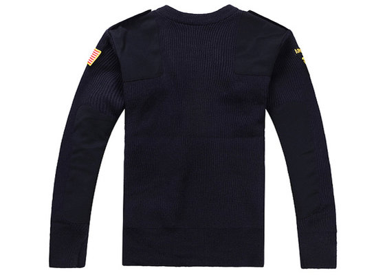 Spandex / Cotton Military Green Sweater Round Collar Type Comfortable Feeling
