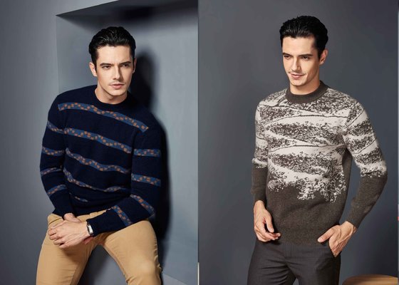MTM Jacquard Made To Measure Sweaters Pure Knitwear Cashmere Sweater For Men