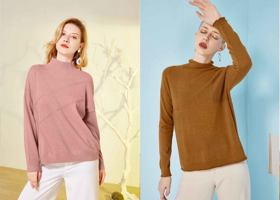 Crew Neck Bespoke Makers 100% Pure Cashmere Sweater For Women Autumn Wear