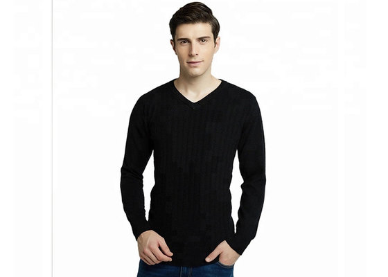 Casual S - 2XL Size Black V Neck Cable Knitted Jumper Sweater Mens For Spring
