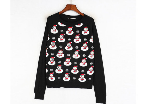 Black Color Xmas Girls Ugly Christmas Sweater Custom Made Santa Claus Pattern