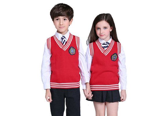 Spring And Autumn V Collar Knitted Vest School Uniform Sweater For Unisex