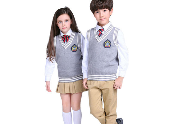 Spring And Autumn V Collar Knitted Vest School Uniform Sweater For Unisex